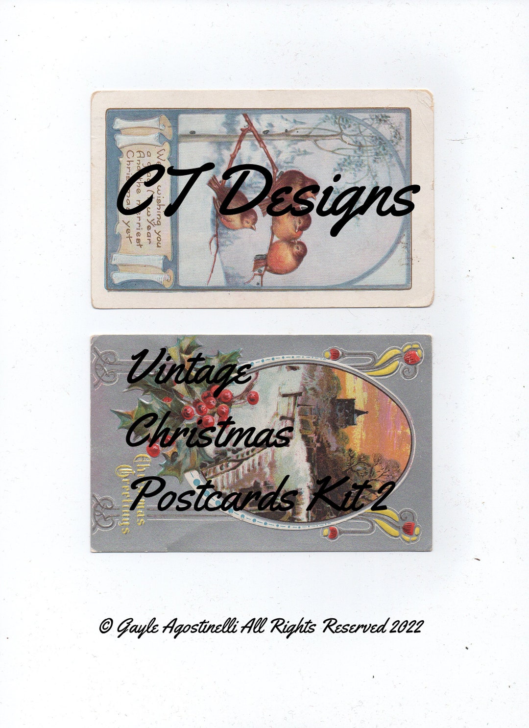Vintage Christmas Postcards Kit 2 - Digital Download - Etsy