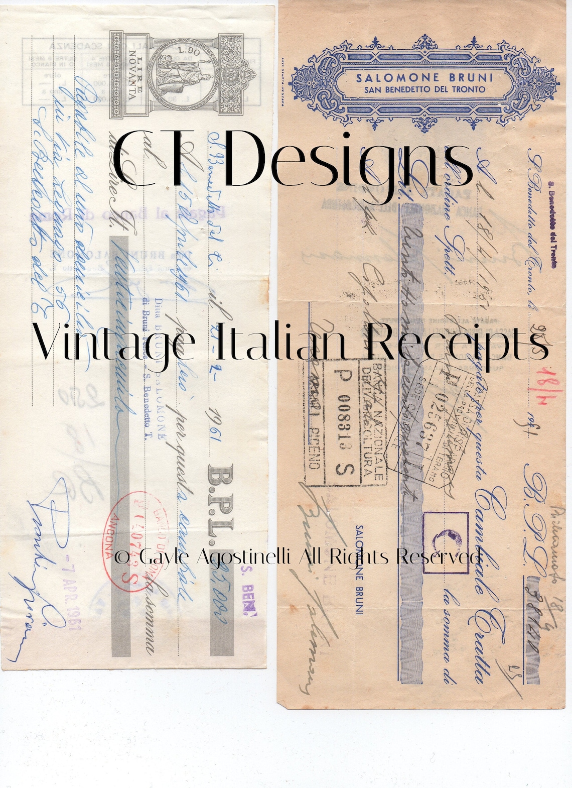 Vintage Italian Receipts Digital Download Vintage - Etsy