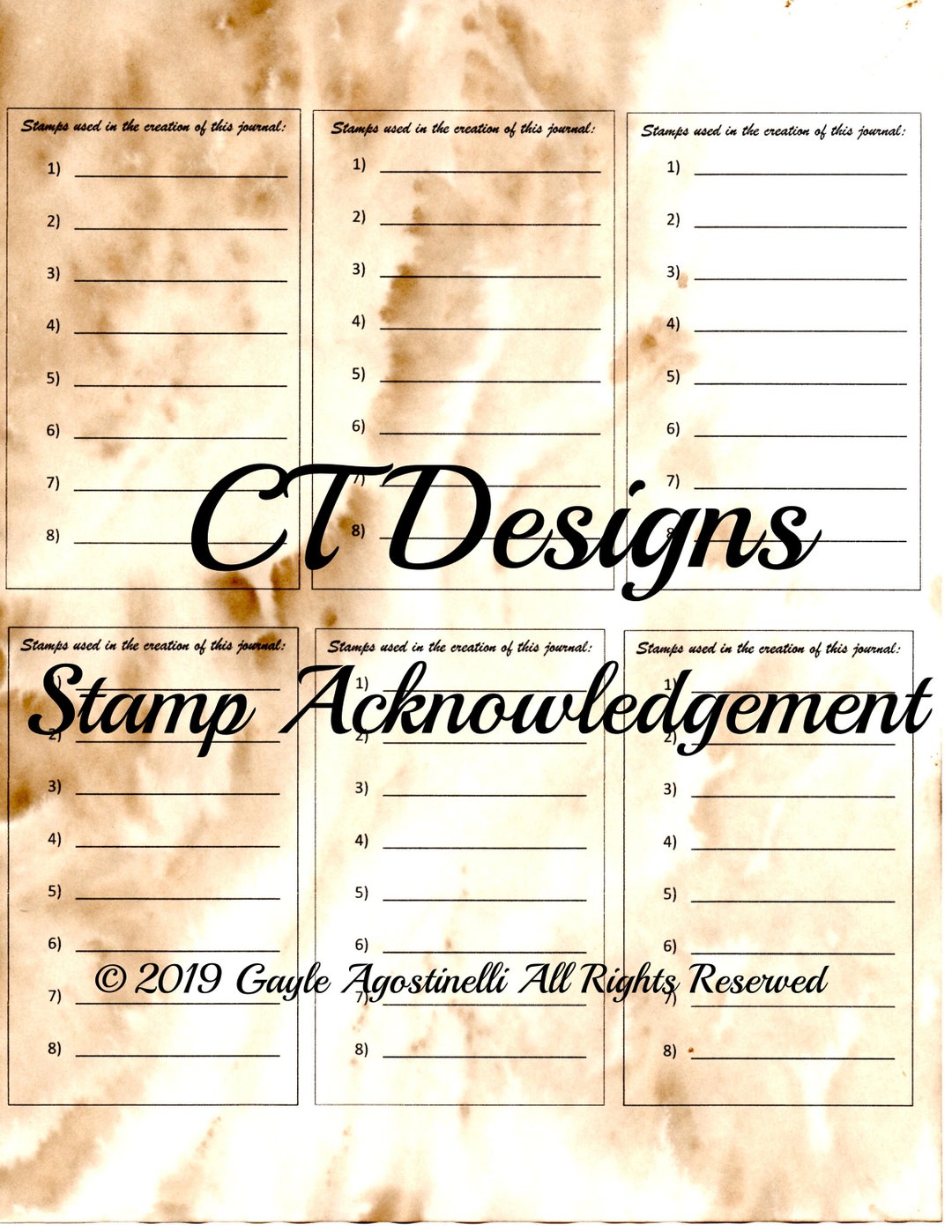 Stamp Acknowledgement Journal Cards Digital Download - Etsy