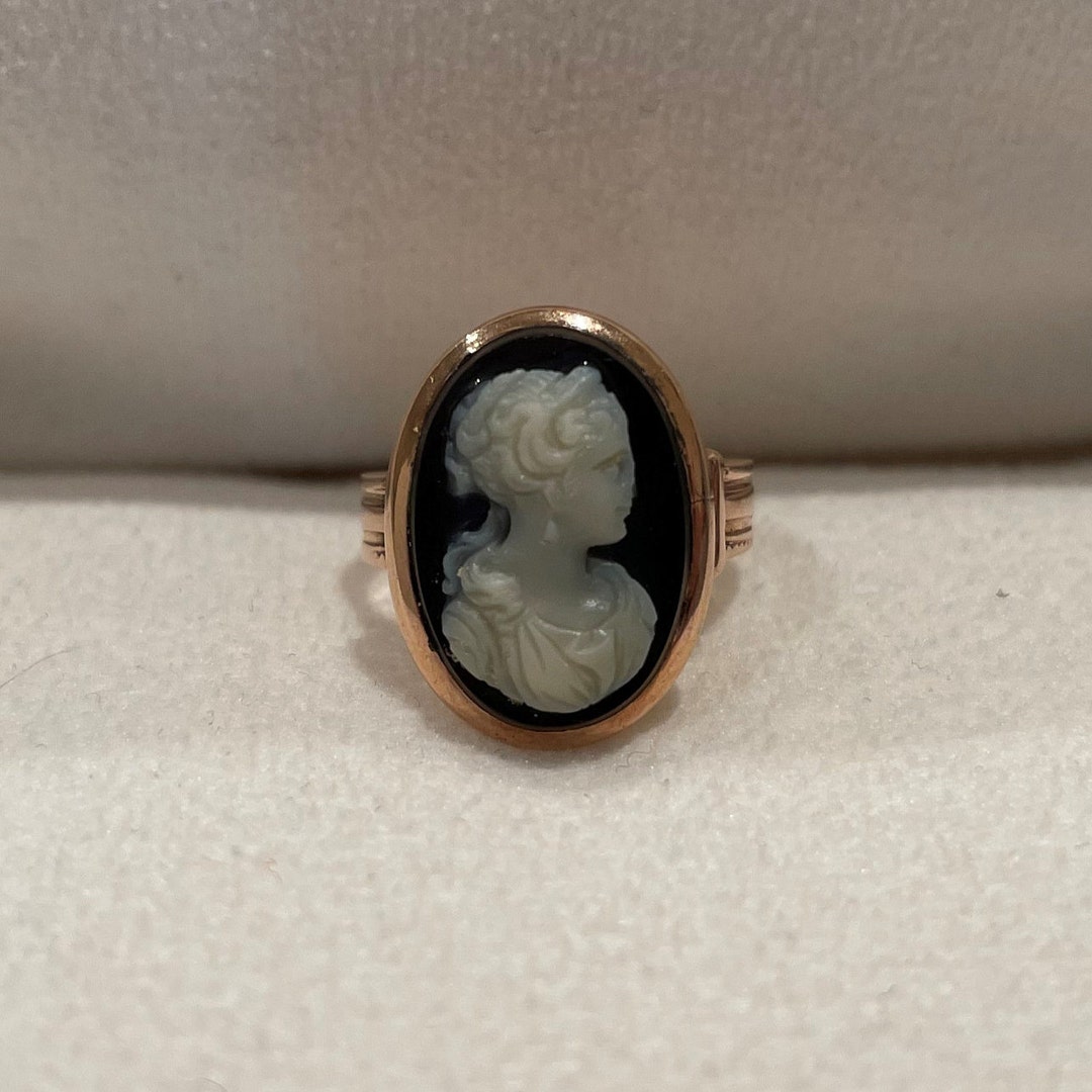 Antique Rose Gold Hardstone Cameo Ring - Etsy