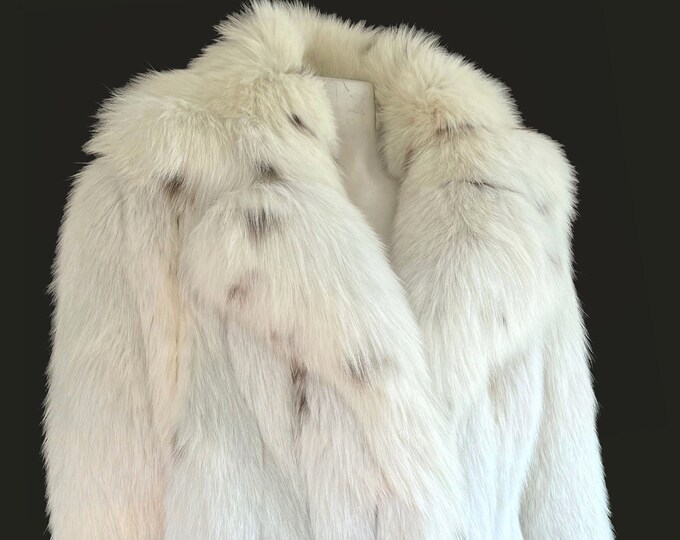 Arctic FOX Spotted Fur Coat Real Vintage Bolero Jacket White - Etsy