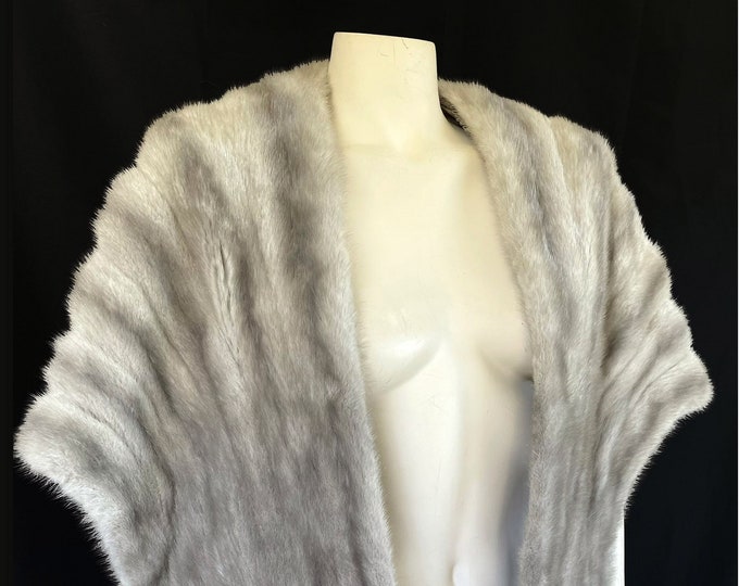EMBA Cerulean MINK Real Fur Stole Silver Bridal Shawl - Etsy