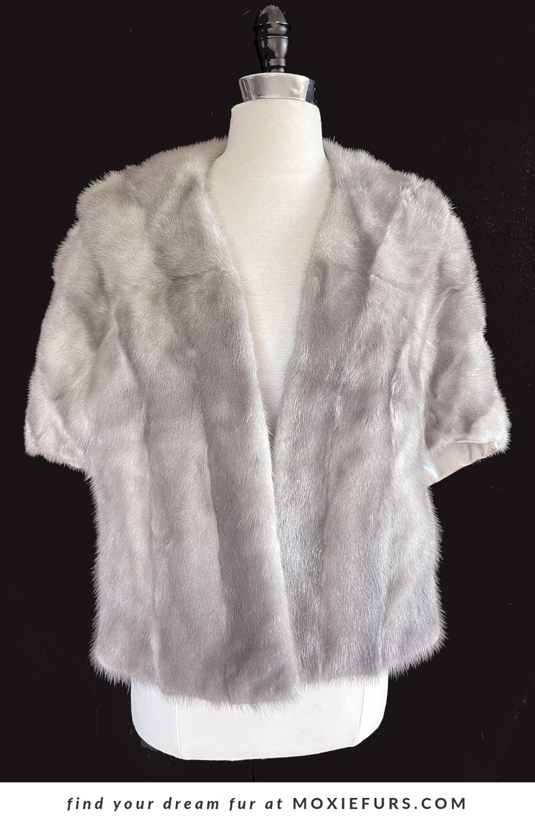 Sapphire MINK Fur Stole, Cerulean Jacket Shawl Bolero, Silver Winter ...