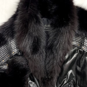 Black FOX Fur & Leather Coat, '80s Diva Real Vintage, White Winter ...