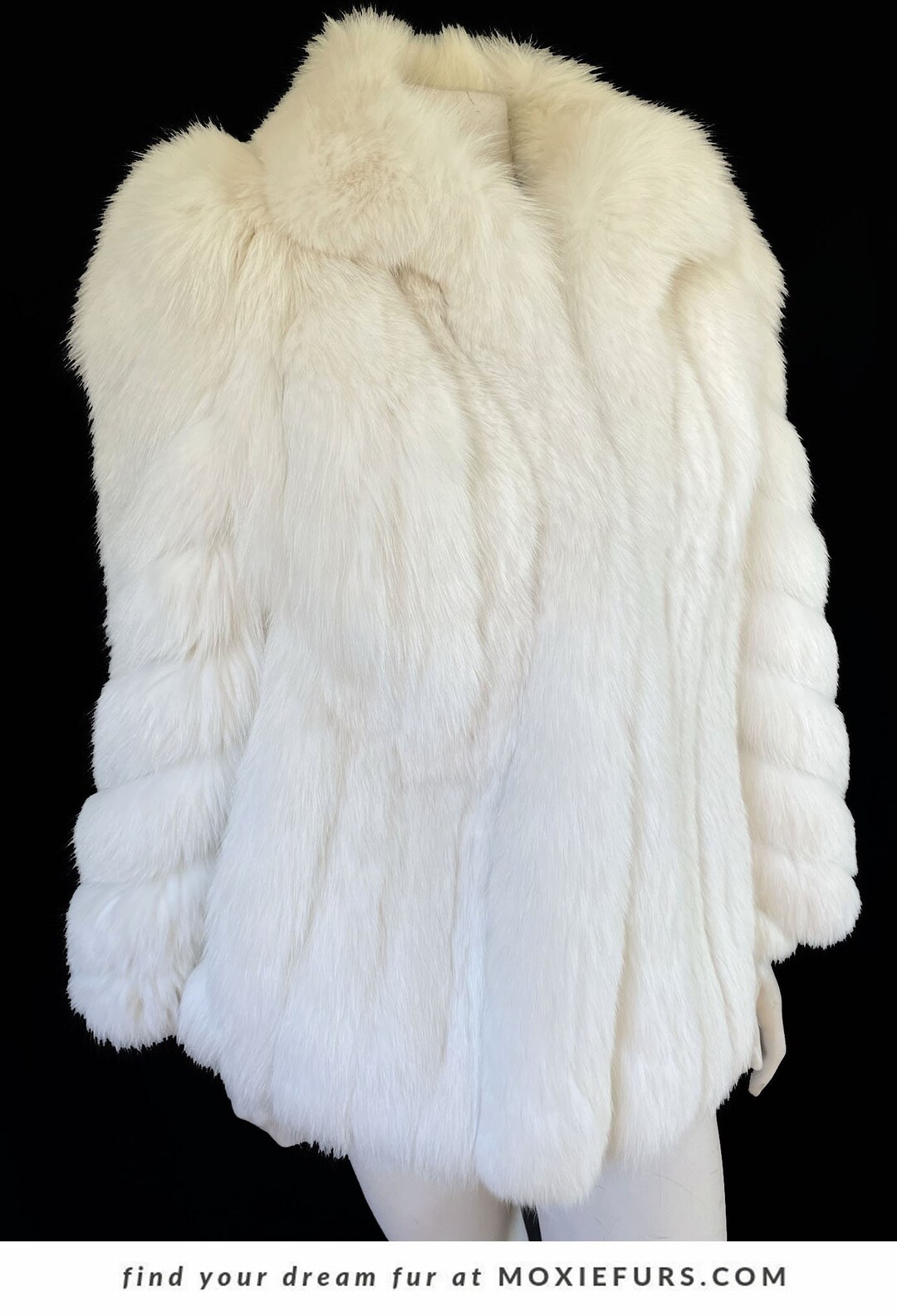 SAGA Arctic FOX Fur Coat, Real Vintage Shadow Fox Bolero Jacket, White ...