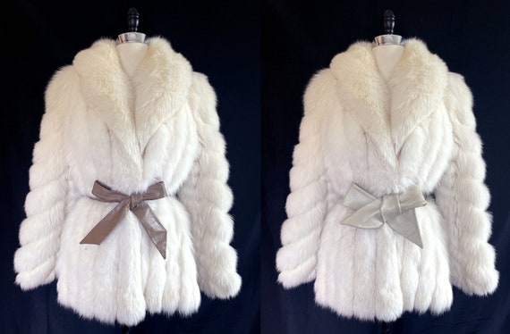 SAGA Arctic FOX Fur Coat, Real Vintage Ivory White Wi… - Gem