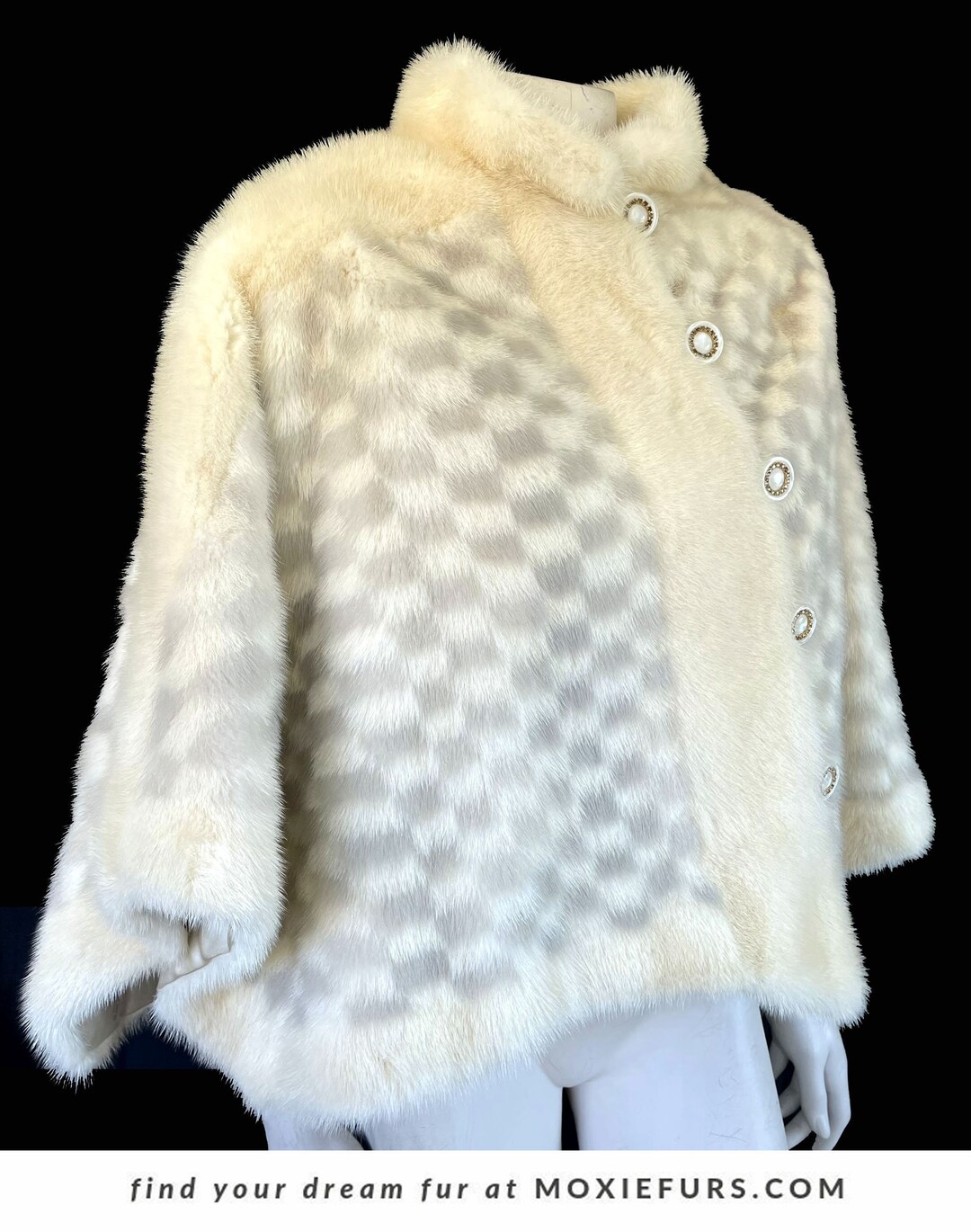 Lvory Silver MINK Fur Cloak Cape, Blonde Winter Wedding Shawl, Real ...