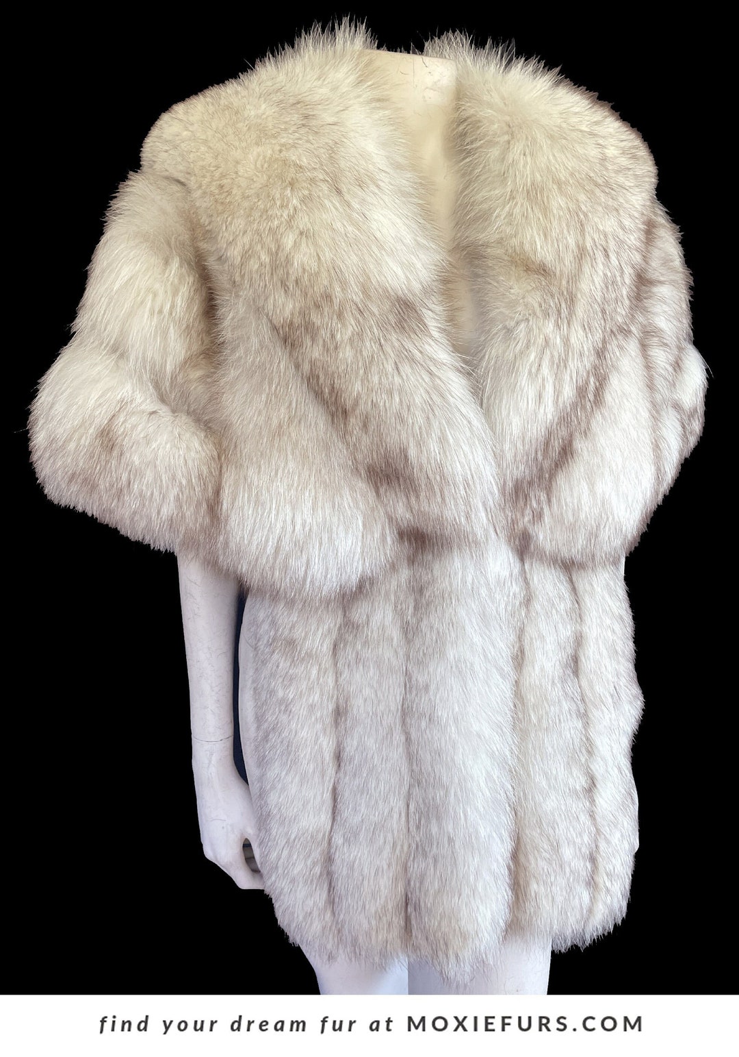 SAGA Norwegian Blue FOX Fur Stole, Ivory Real Vintage Cape, Great ...
