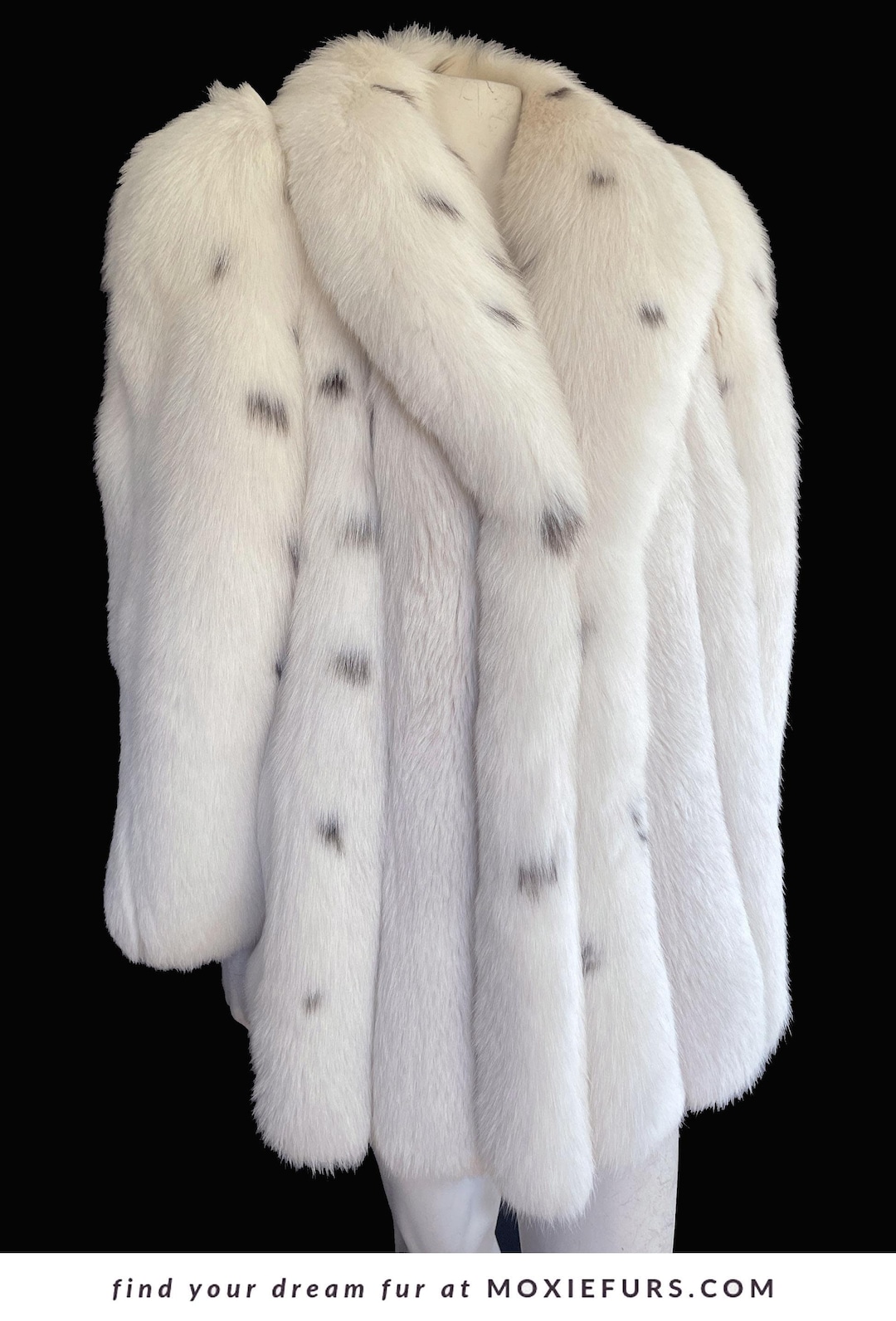 Arctic FOX Spotted Fur Coat, Vintage White Winter Wedding Bolero Jacket ...