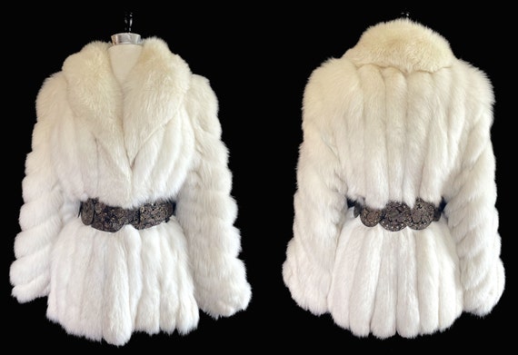 SAGA Arctic FOX Fur Coat, Real Vintage Ivory White Wi… - Gem