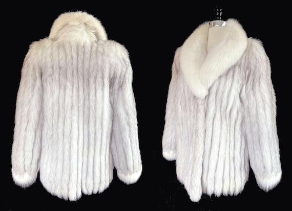 SAGA Norwegian & Arctic FOX Fur Coat, Ivory White Rea… - Gem