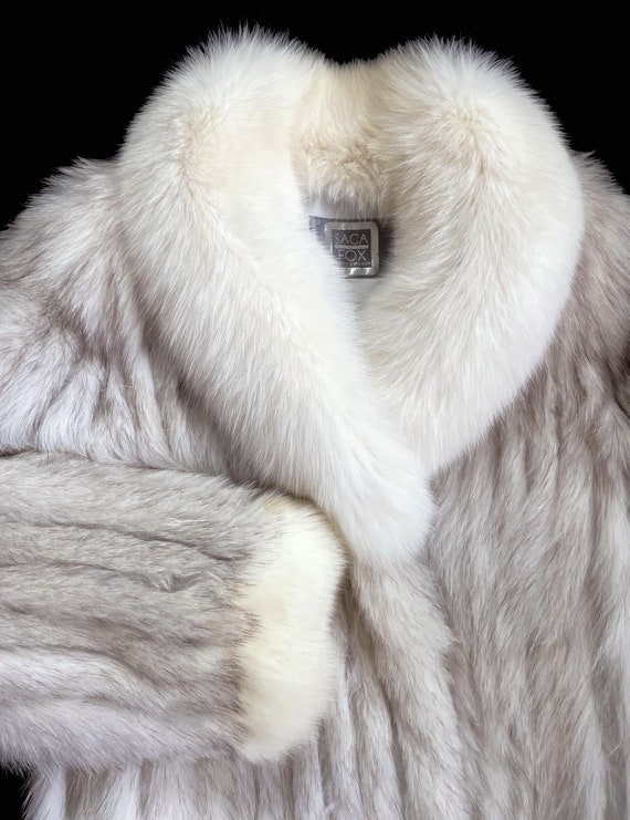 SAGA Norwegian & Arctic FOX Fur Coat, Ivory White Rea… - Gem