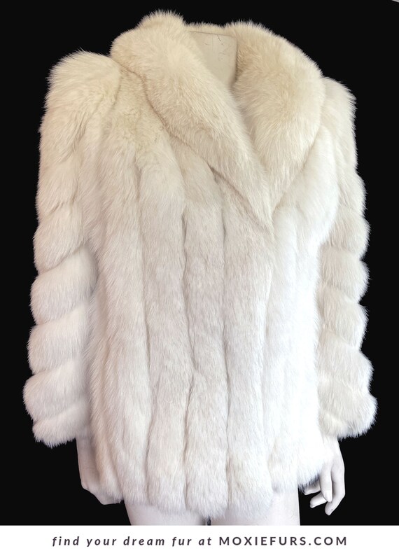 SAGA Arctic FOX Fur Coat, Real Vintage Ivory White Wi… - Gem