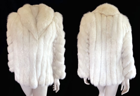 SAGA Arctic FOX Fur Coat, Real Vintage Ivory White Wi… - Gem