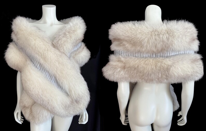 Norwegian FOX Long Fur Stole, Ivory Real Vintage Bridal Fling, White ...