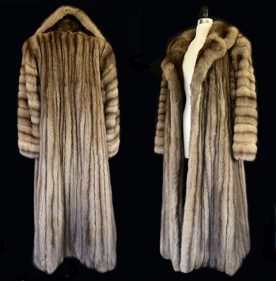 Brown SABLE Fur Long Coat Real Vintage Mink Bolero Jacket - Etsy