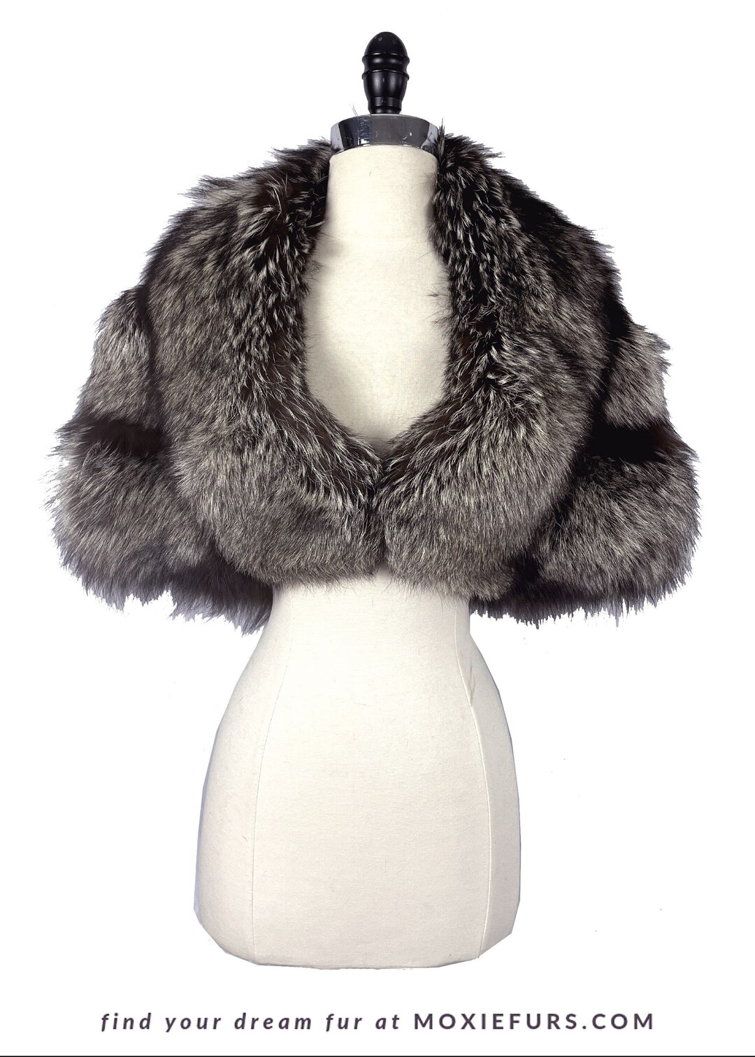 Silver FOX Fur Cape, Brown Bridal Party Stole, Black Bolero Coat Jacket ...