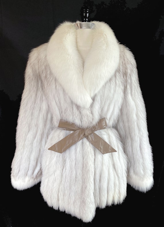 SAGA Norwegian & Arctic FOX Fur Coat, Ivory White Rea… - Gem