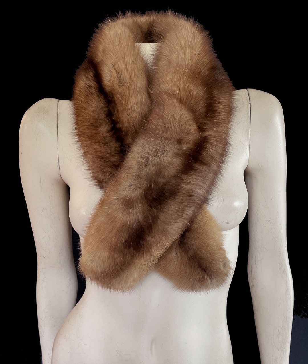 Brown SABLE Fur Stole, Real Vintage Scarf, Bridal Velvet Mink Coat ...