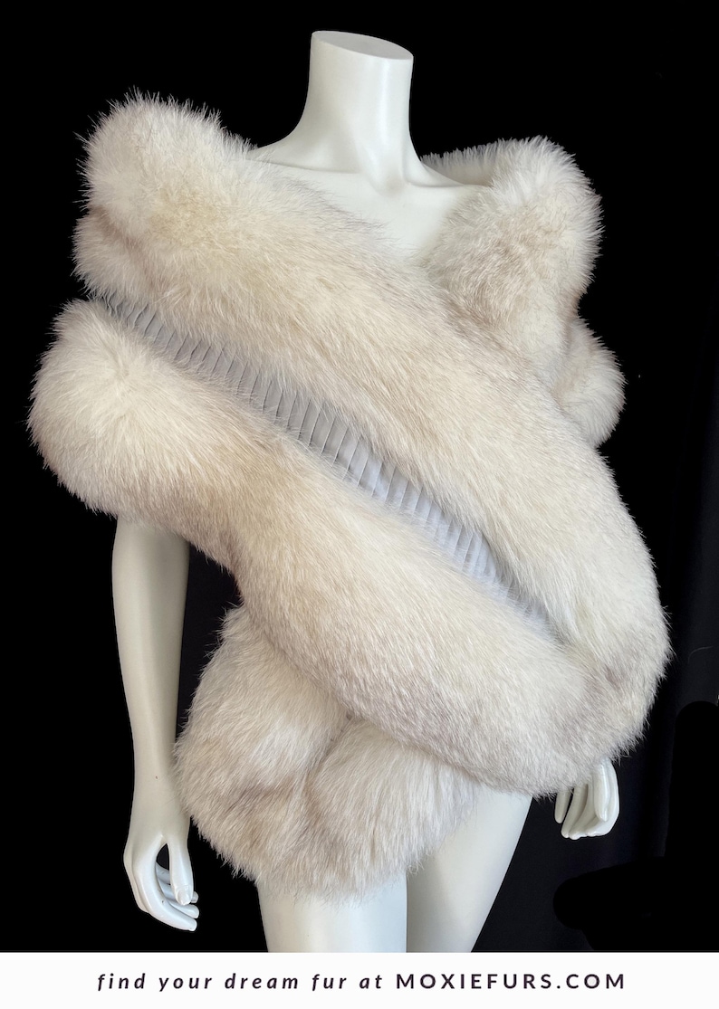 Norwegian FOX Long Fur Stole, Ivory Real Vintage Bridal Fling, White ...
