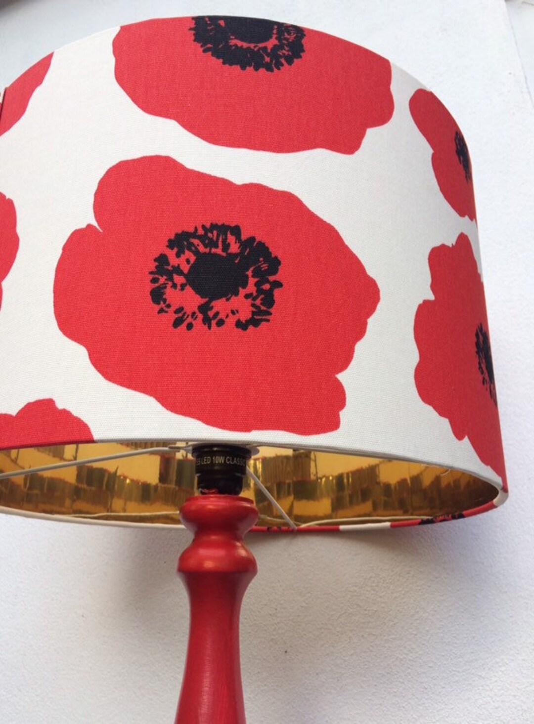 MARIMEKKO POPPY Lampshade With Gold Lining, Red Flowers, Red Floral ...