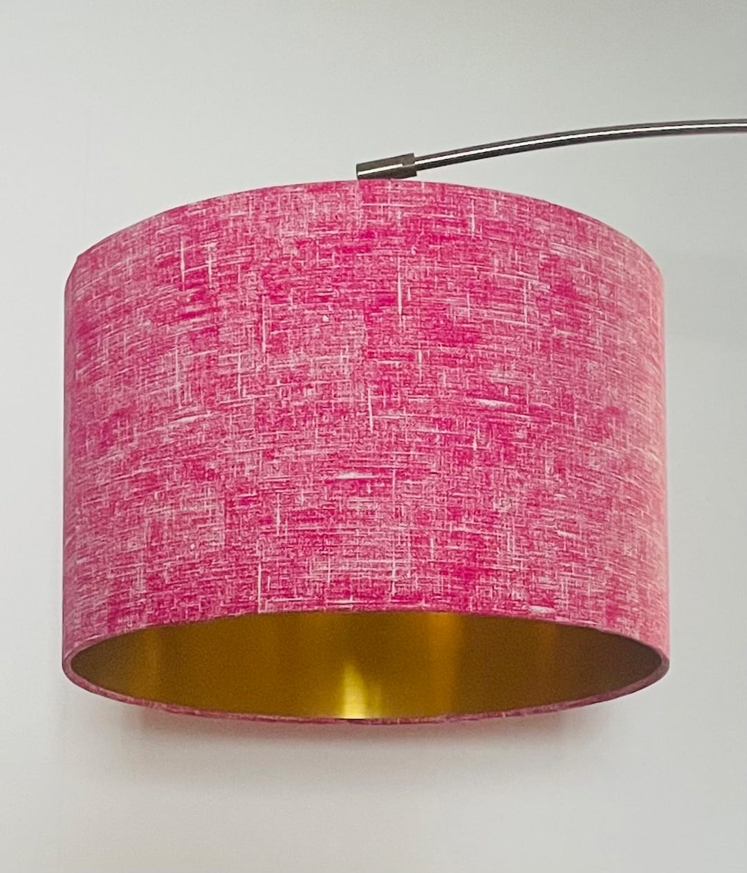 PINK LINEN Effect Lampshade With Gold Lining, Pink Lampshade, Linen ...