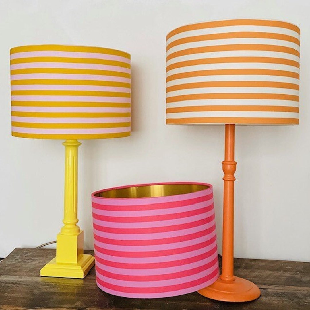 STRIPED TULA Lampshade, Circus Stripe Shade, Bright Home Decor, Pink ...