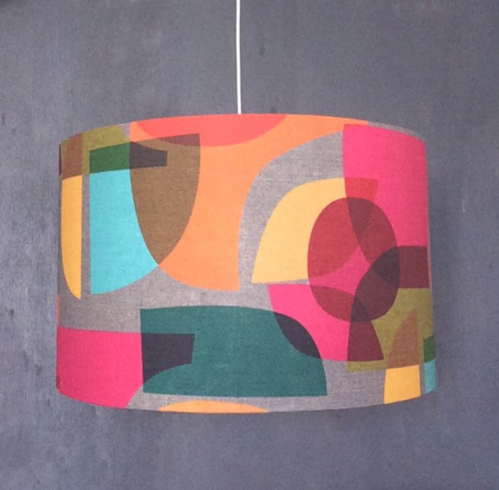 70s COLOURFUL KALEIDOSCOPE Lampshade, Abstract Lamp, Midcentury ...