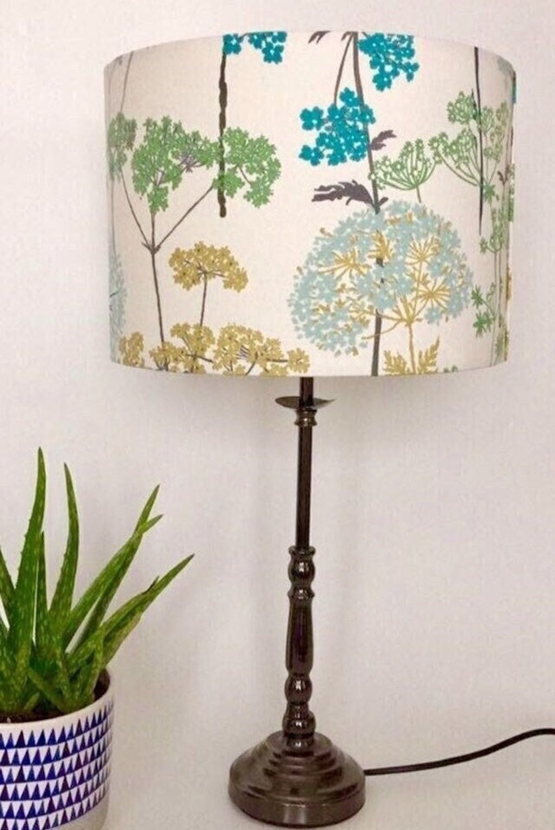 GREEN BOTANICAL Lampshade, Cottagecore, Floral Lampshade, Floral Table ...