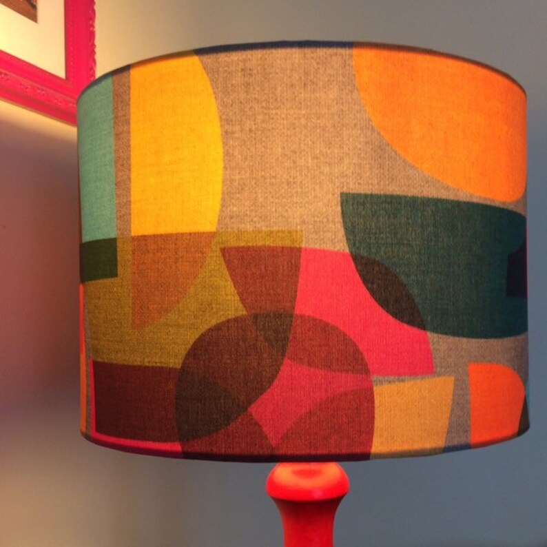 70s COLOURFUL KALEIDOSCOPE Lampshade, Abstract Lamp, Midcentury ...