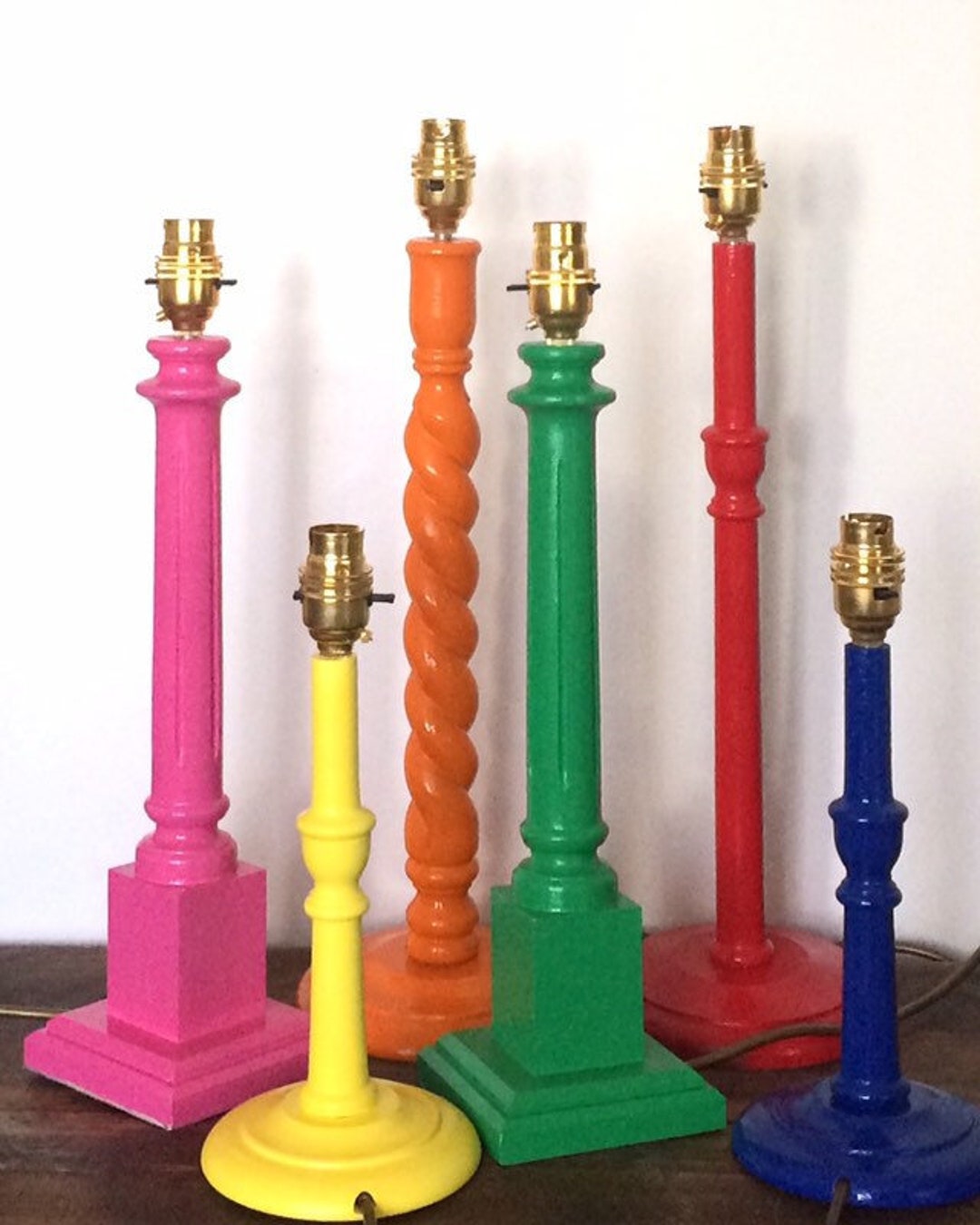 Gloss WOOD LAMP BASE, Table Lamp Stand, Blue Lamp Base, Red Lamp Base ...