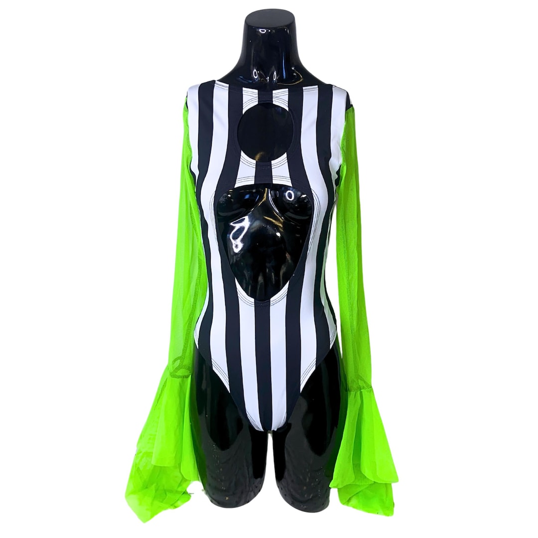 GRAVE DIGGER | Aria Cut-out Neon Green Mesh Sleeve Bodysuit, Rave ...