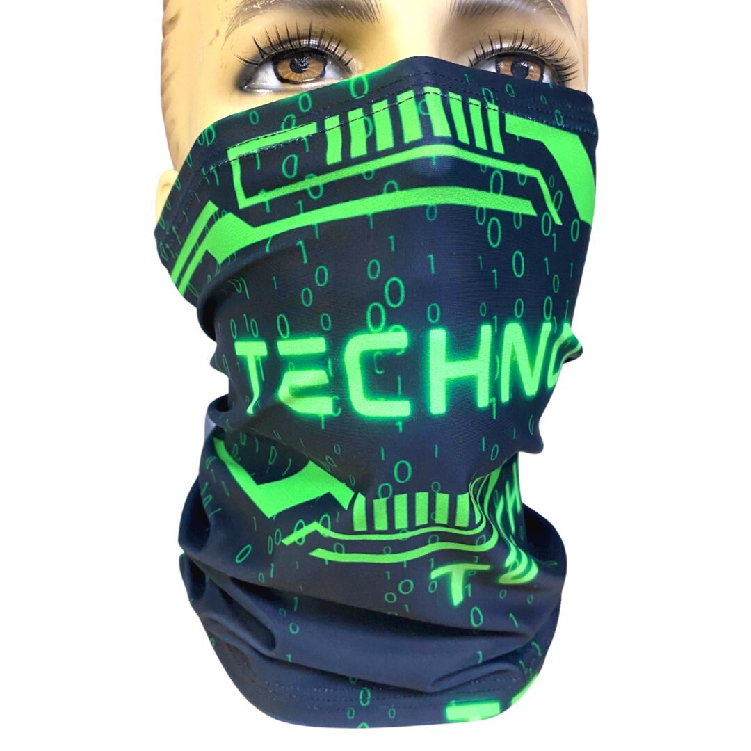 Green Techno Face Mask: Rave Festival Gaiter - Etsy