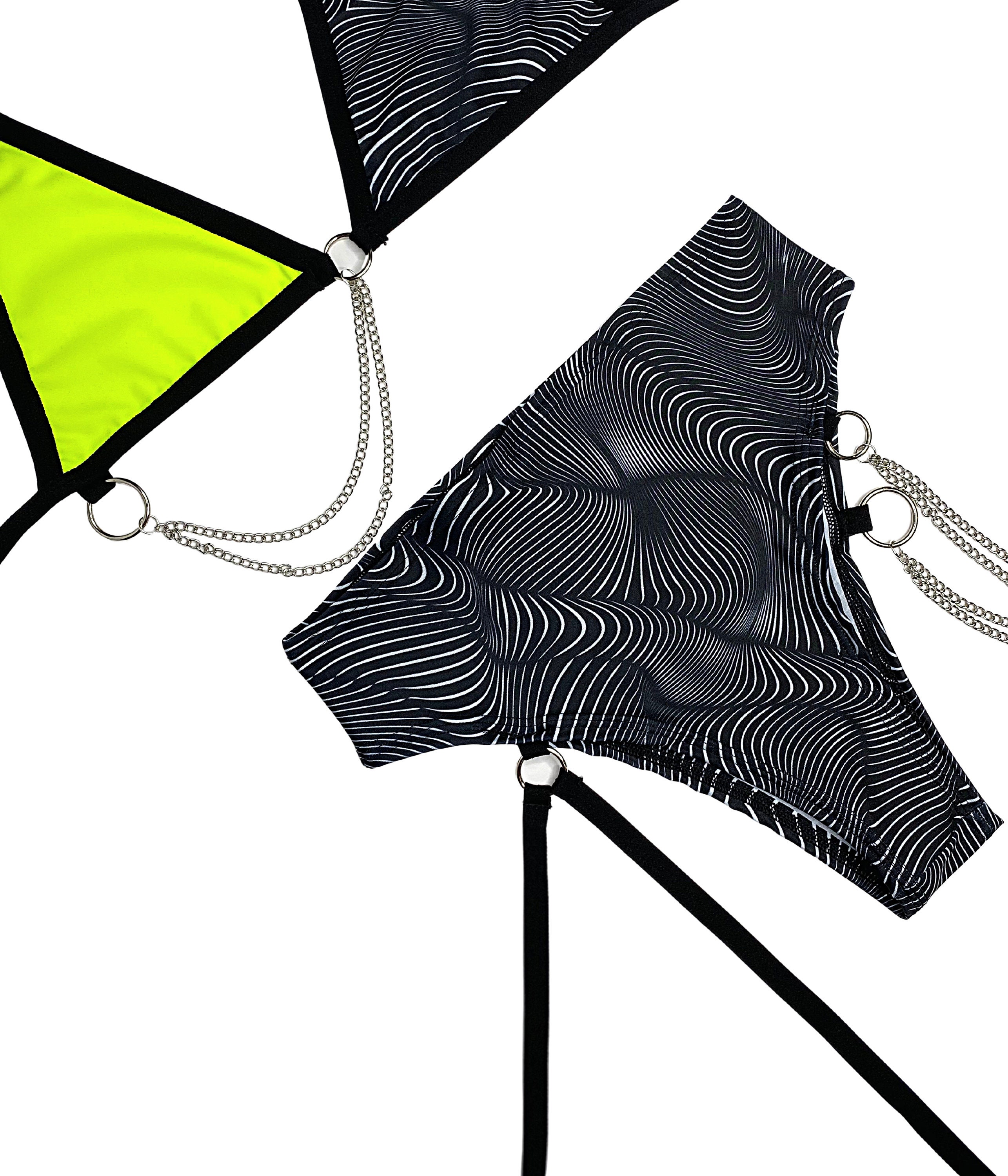 ILLUSIONS High Waisted High Cut Chain Bottoms With Leg Wrap - Etsy