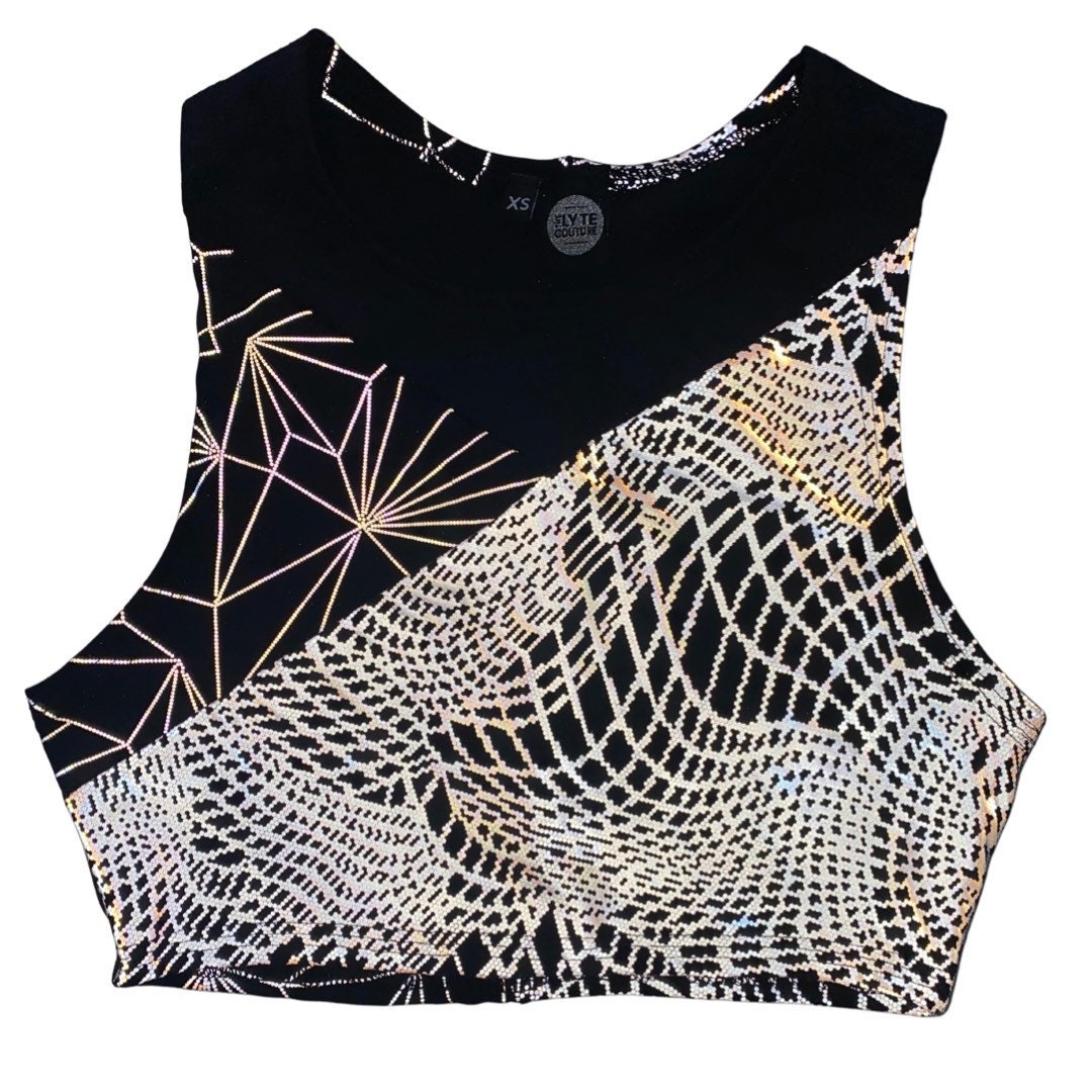 Tri Color Reflective Crop Top: Rave Festival Top - Etsy