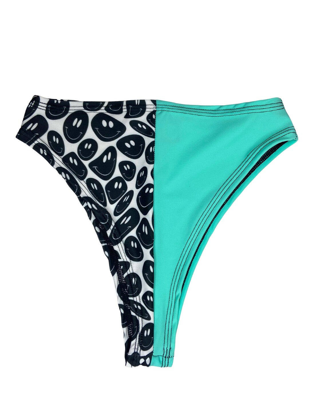 BLUE and BLACK | Split High Waisted High Cut Bottoms - Etsy