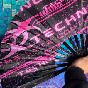 PINK TECHNO | Hand Fan, Rave Accessories, Festival Fan - Etsy