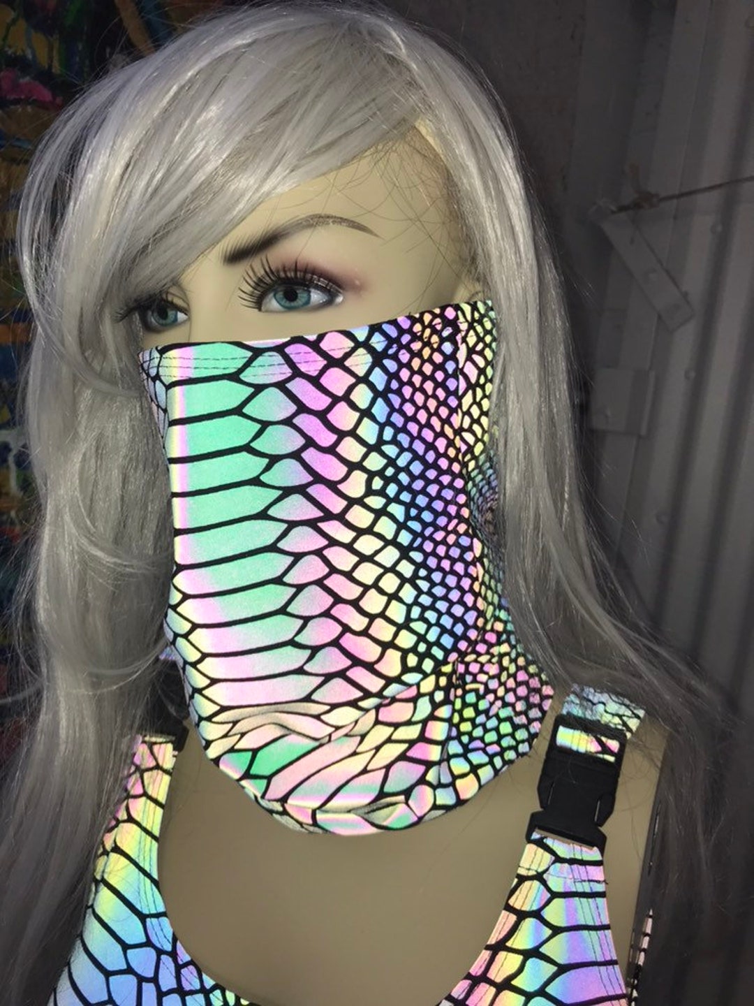 Reflective Snake Print Dust Mask: Rave Festival Gaiter - Etsy