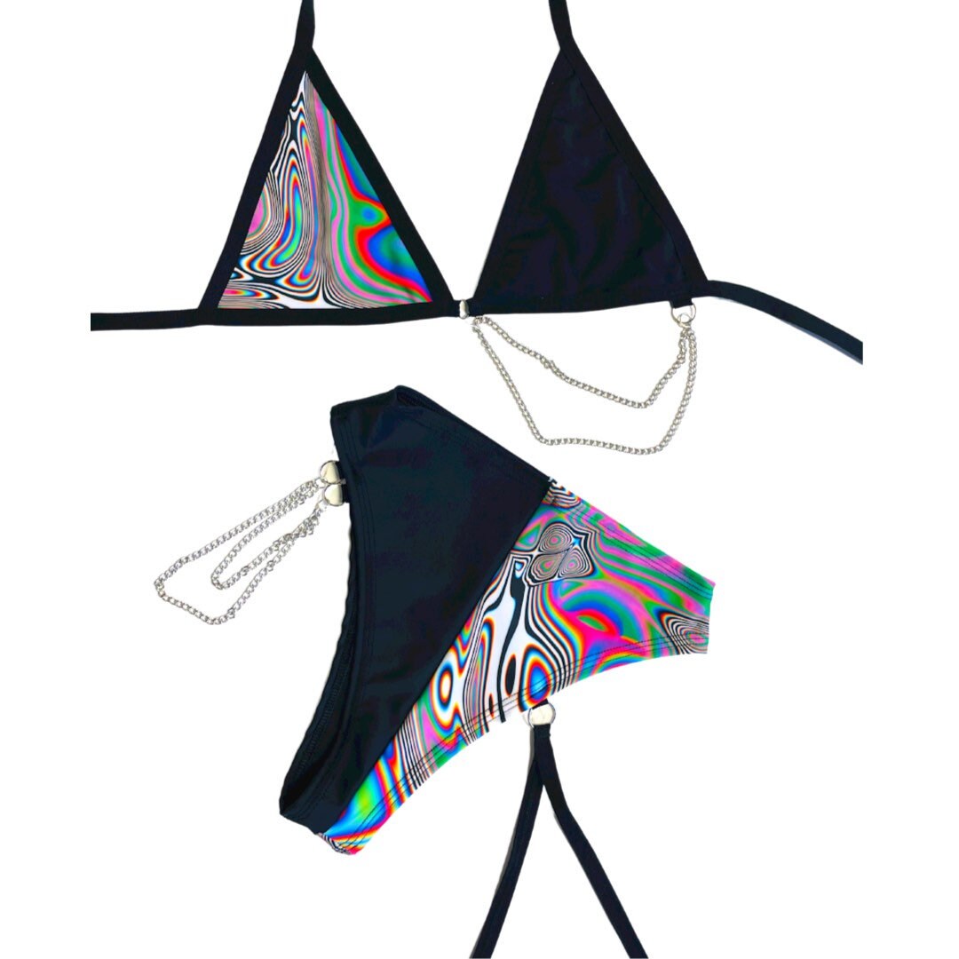 LUCID DREAMS | Mismatch Triangle Chain Top + High Waisted High Cut ...