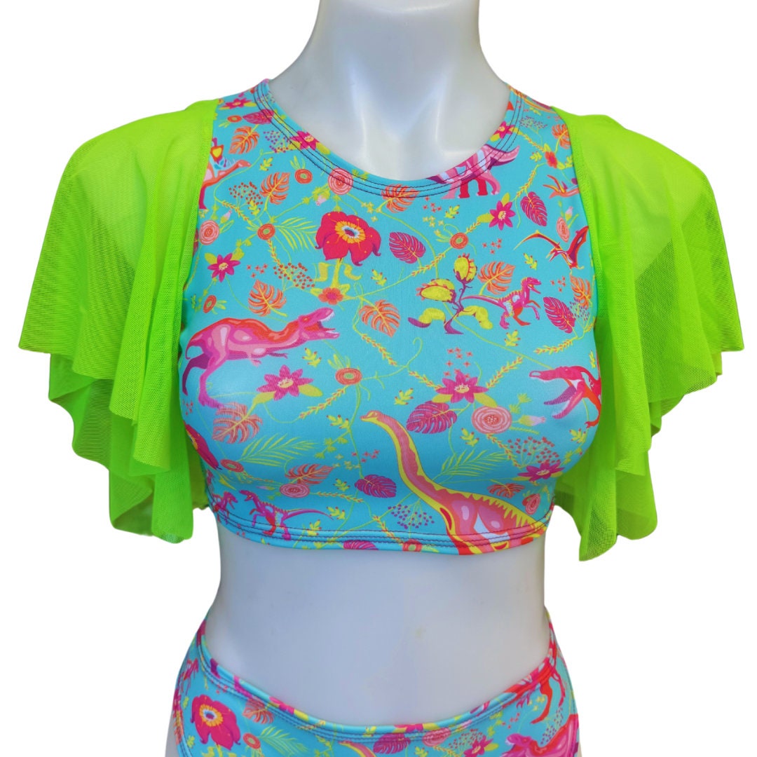 PASTEL PREHISTORIC | Underboob Sporty Crop Top, Women's Festival Top ...