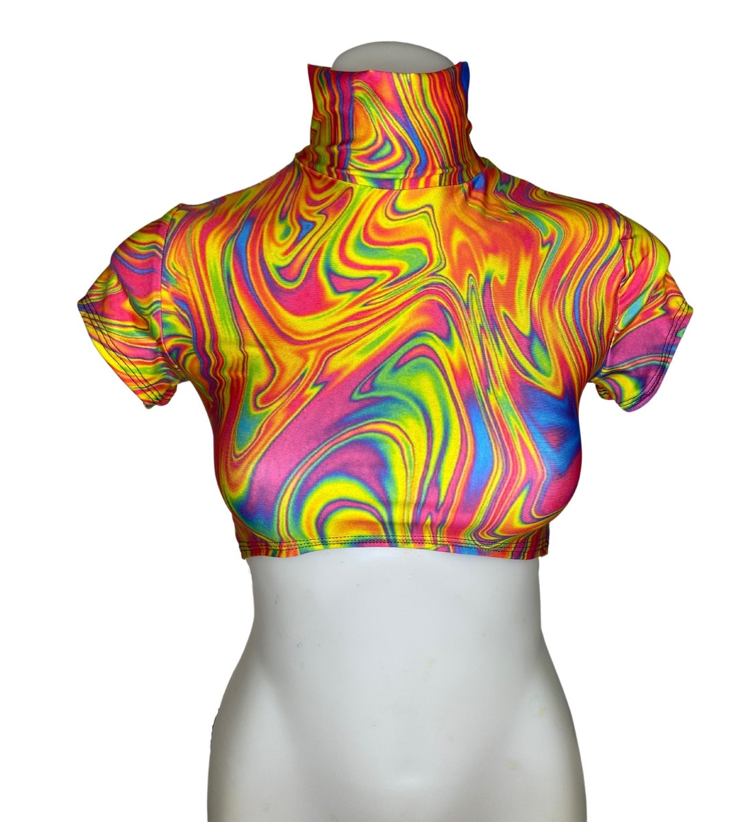 ALL THE GLOW | Crop Turtle Neck, Women's Festival Top, Rave Top - Etsy