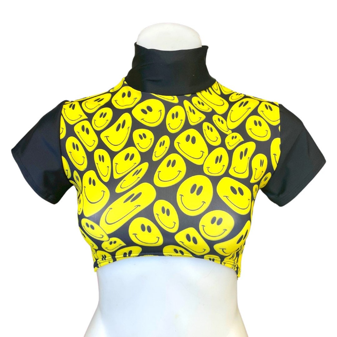 UV Glow Smiley Face Crop Top: Rave Festival Top - Etsy