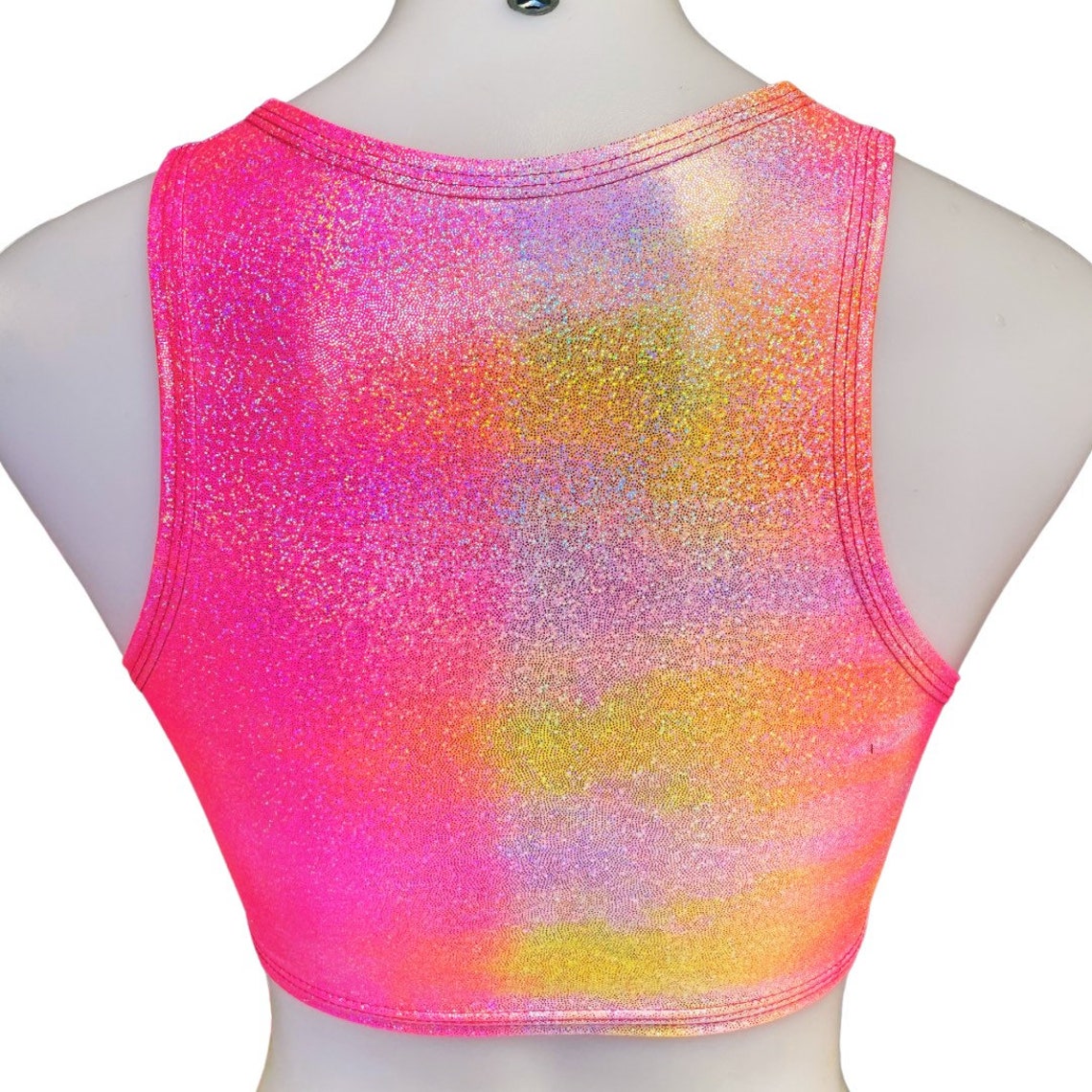 Holographic Crop Top: Pink Orange Rave Festival Top - Etsy