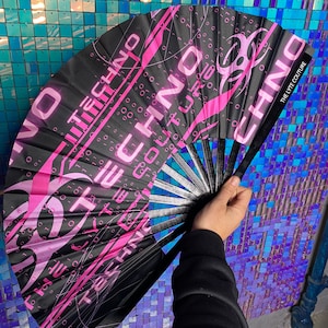 PINK TECHNO | Hand Fan, Rave Accessories, Festival Fan - Etsy