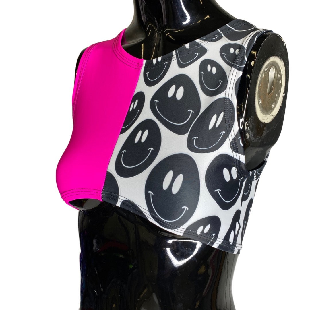 PINK and BLACK | Underboob Sporty Crop Top, Women's Festival Top, Rave ...