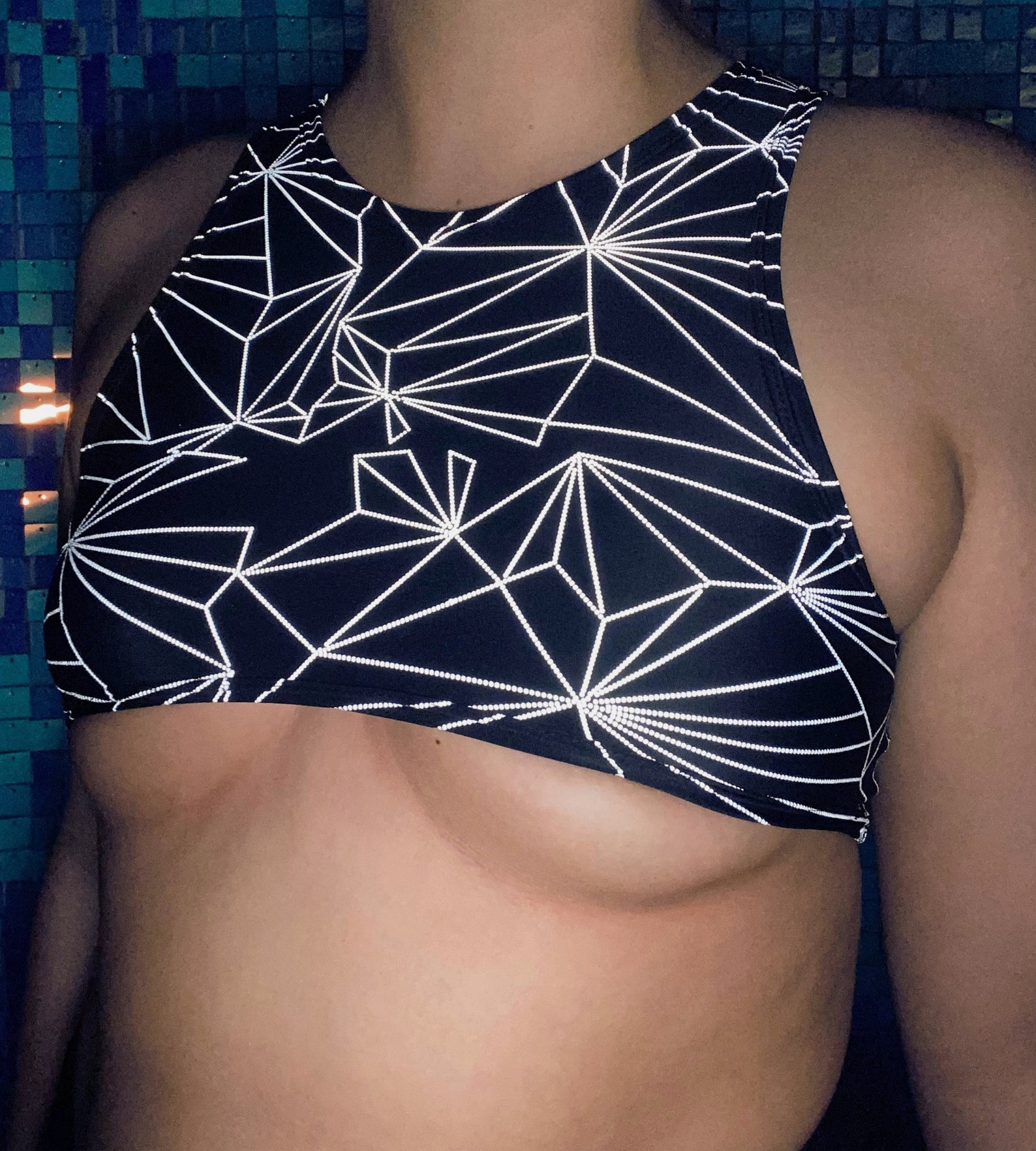 Refraction Reflective Underboob Sporty Crop Top Etsy