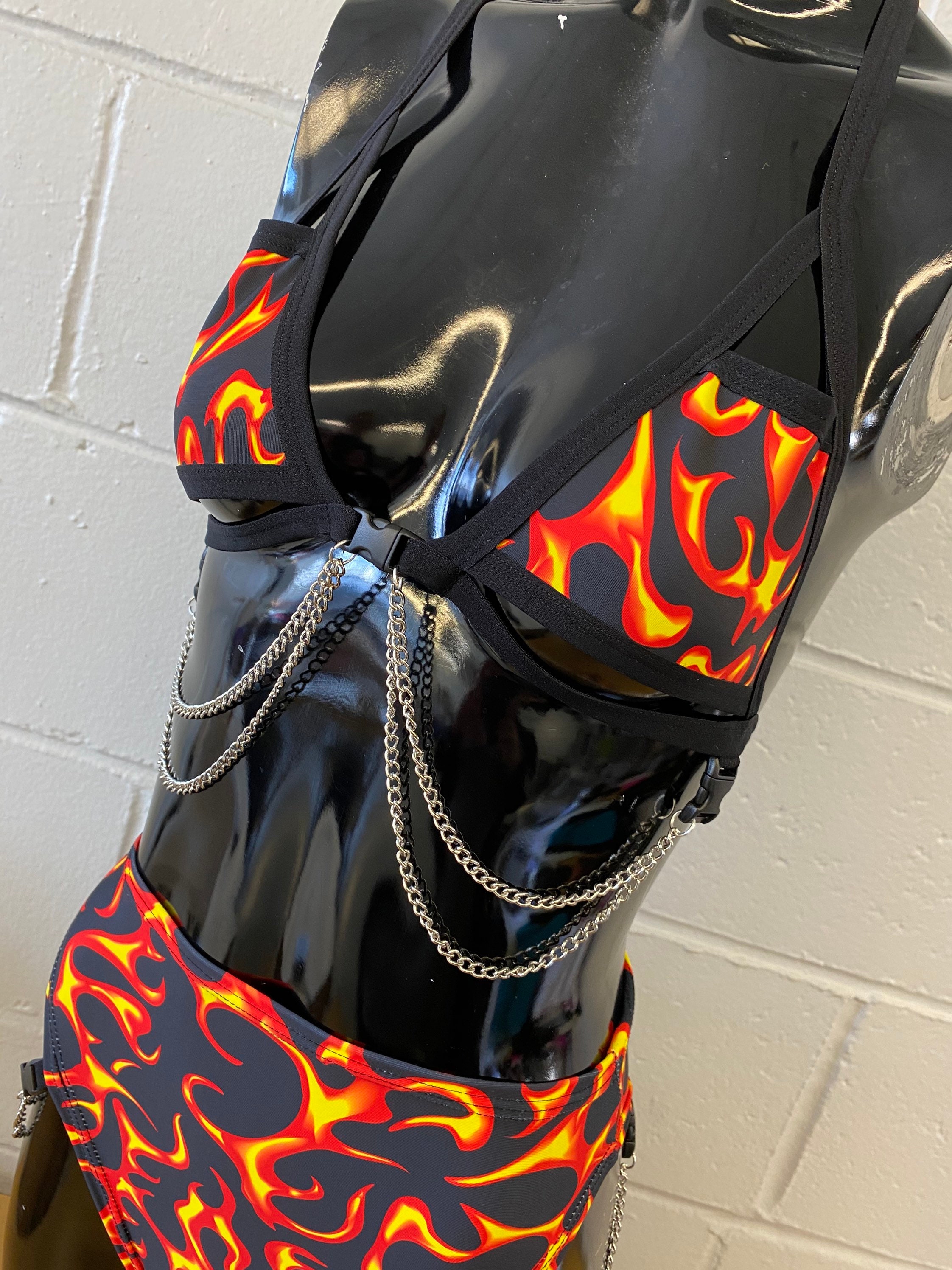 THAT'S HOT Chain Cage Top High Waisted High Cut Chain | Etsy