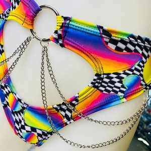 RETRO RAVE | High Waisted High Cut Chain Bottoms Wit Cut Out, Festival ...