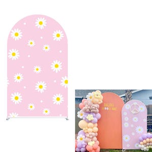 Pink Daisy Floral Arch Backdrop Stand Covers Daisy Groovy Flowers ...