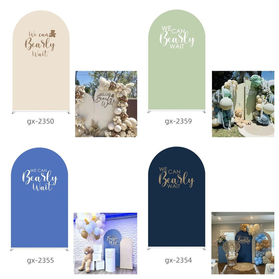 Arch Backdrop Covers We Can Bearly Wait Birthday Party 2-sided Arches ...